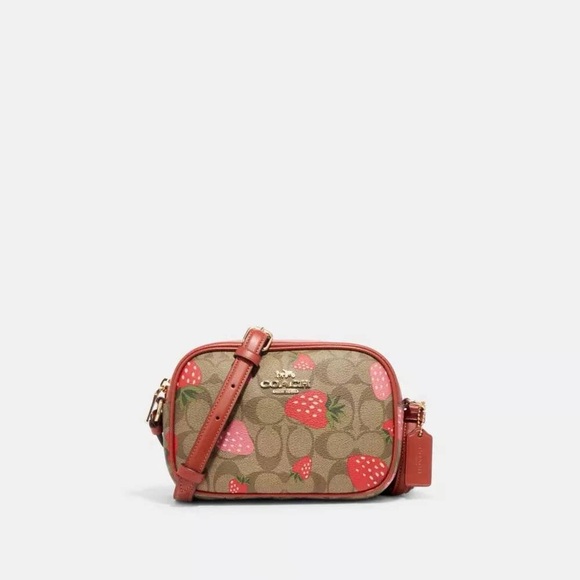 Coach | Bags | Coach Mini Jamie Camera Bag In Signature Canvas With Wild Strawberry Print Ch522 ...